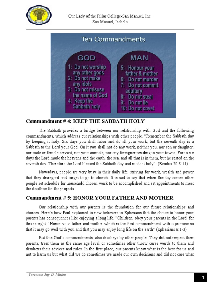Commandment # 4: KEEP THE SABBATH HOLY: Terrence Jay D. Mateo | PDF