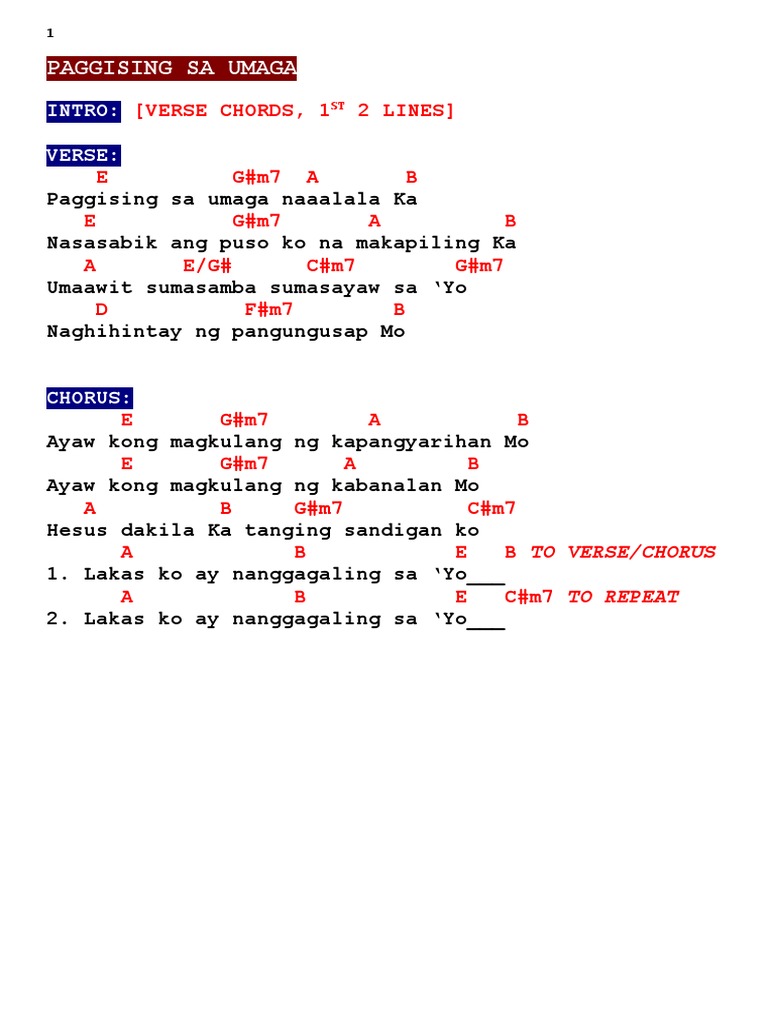 Paggising Sa Umaga: Intro: Verse | PDF