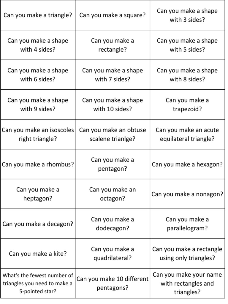 Shape Challenges for Kids | PDF | Shape | Rectangle