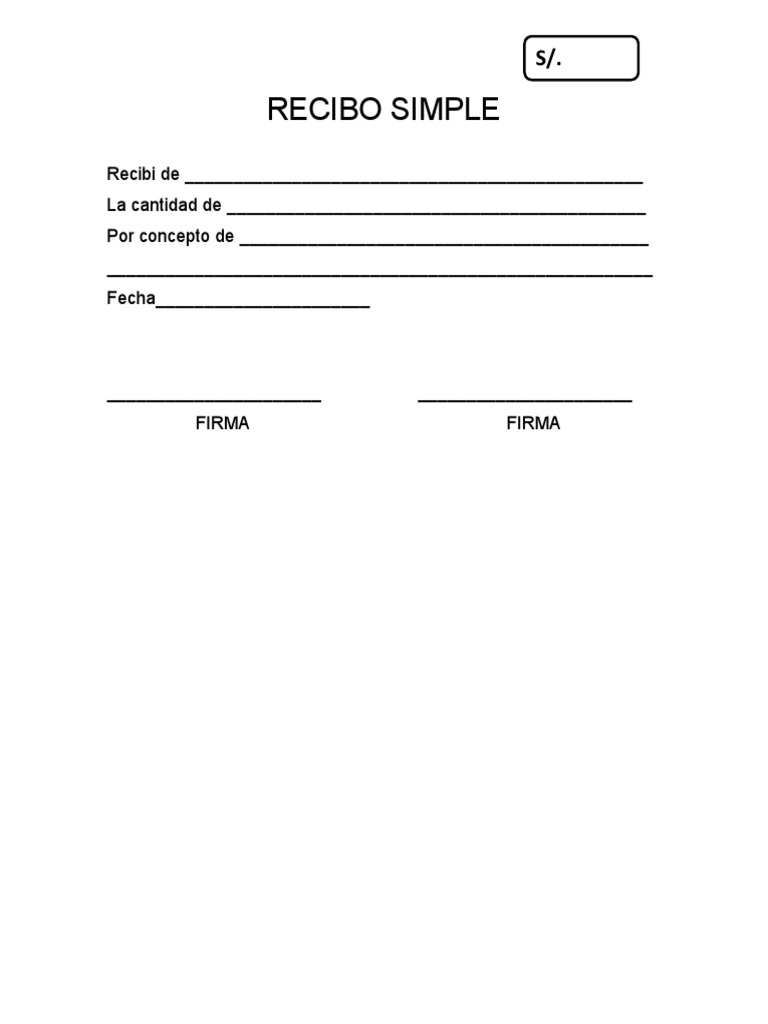 Plantilla de Recibo Simple | PDF | Finanzas y dinero
