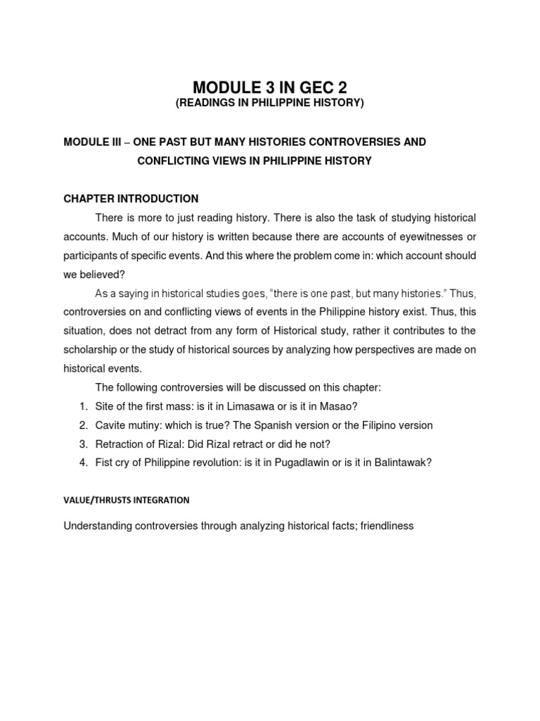Module 3 in Gec 2: (Readings in Philippine History) | PDF | Philippines