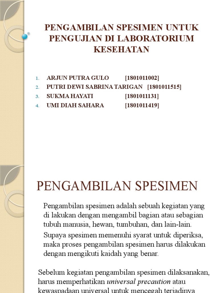 Prosedur Pengambilan Spesimen Laboratorium | PDF