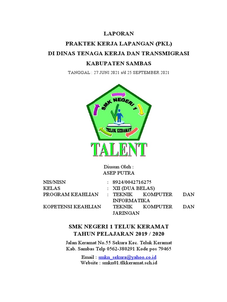 Contoh Cover Laporan PKL-1 | PDF