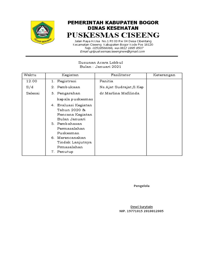 Susunan Acara Lokbul 2021 | PDF