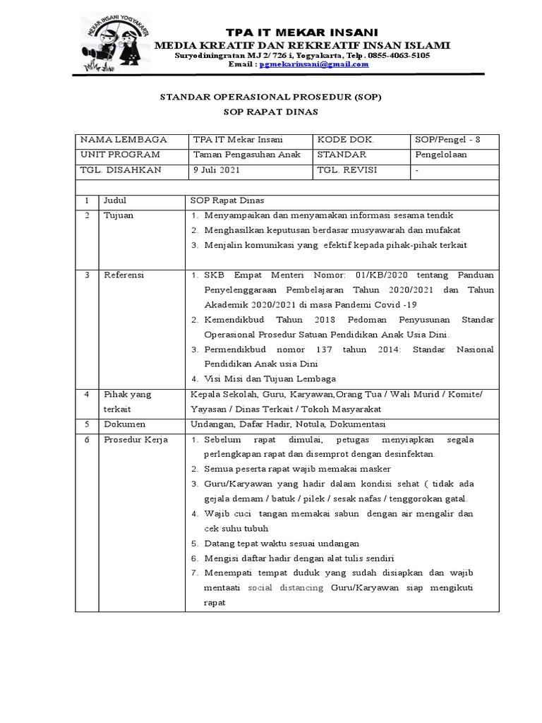 SOP Rapat Dinas | PDF