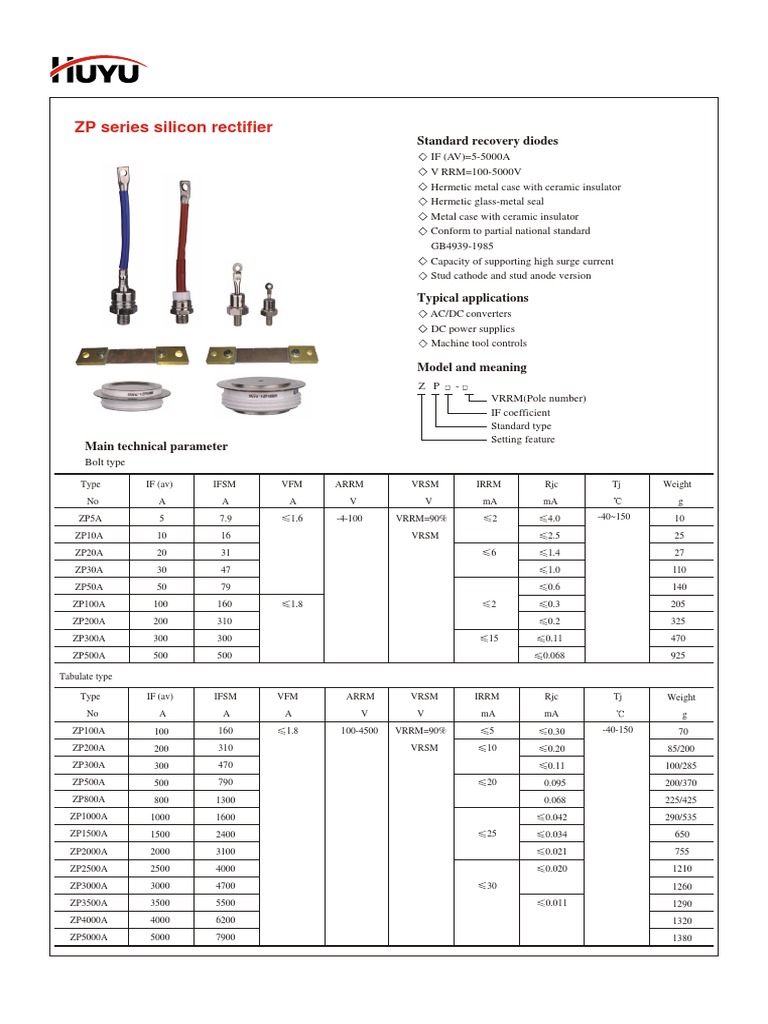ZP Series Silicon Rectifier: Standard Recovery Diodes | PDF | Rectifier ...