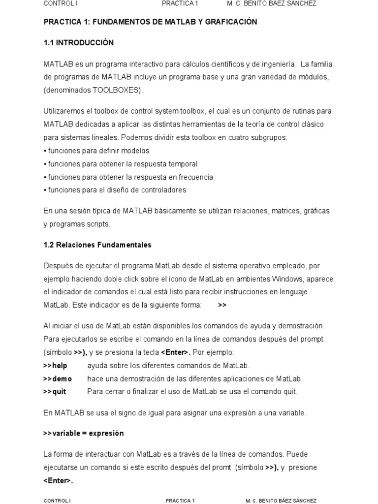 Practica1 Fundamentos de Matlab y Graficación | PDF | Matriz (Matemáticas) | Interfaz de línea ...