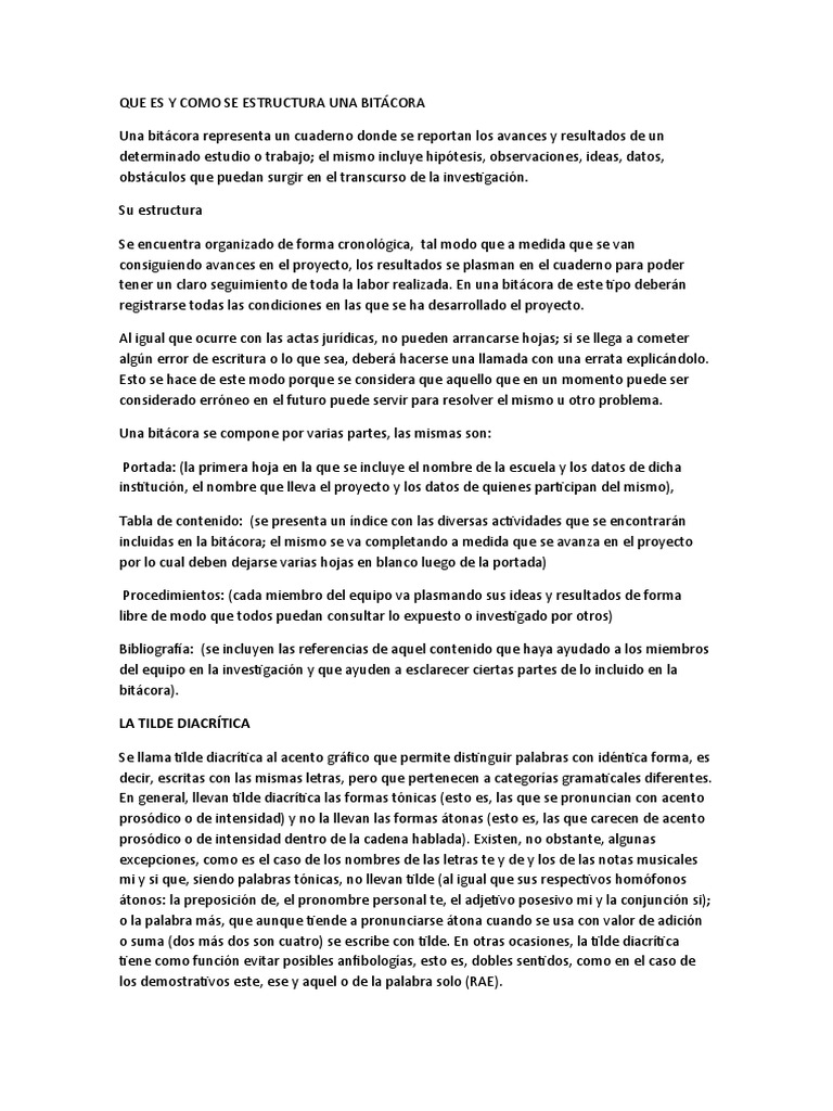 Que Es y Como Se Estructura Una Bitácora | PDF | Palabra | Comunicación ...