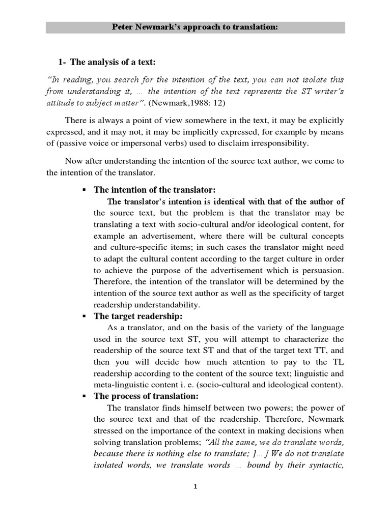 4 Peter Newmarks Approach To Translation | PDF | Translations | English ...