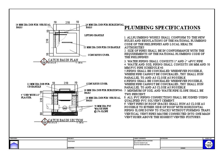 Plumbing Specifications: Catch Basin Plan | PDF | Plumbing | Polyvinyl ...