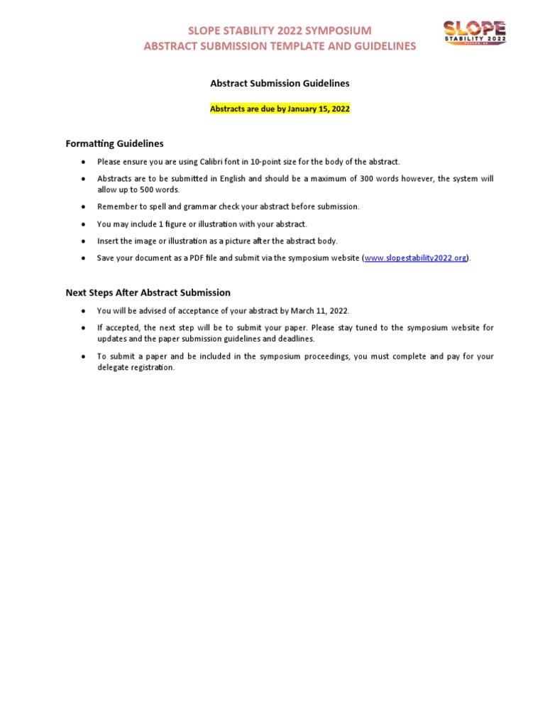 Guidelines and Template for Submitting Abstracts to the 2022 Slope ...