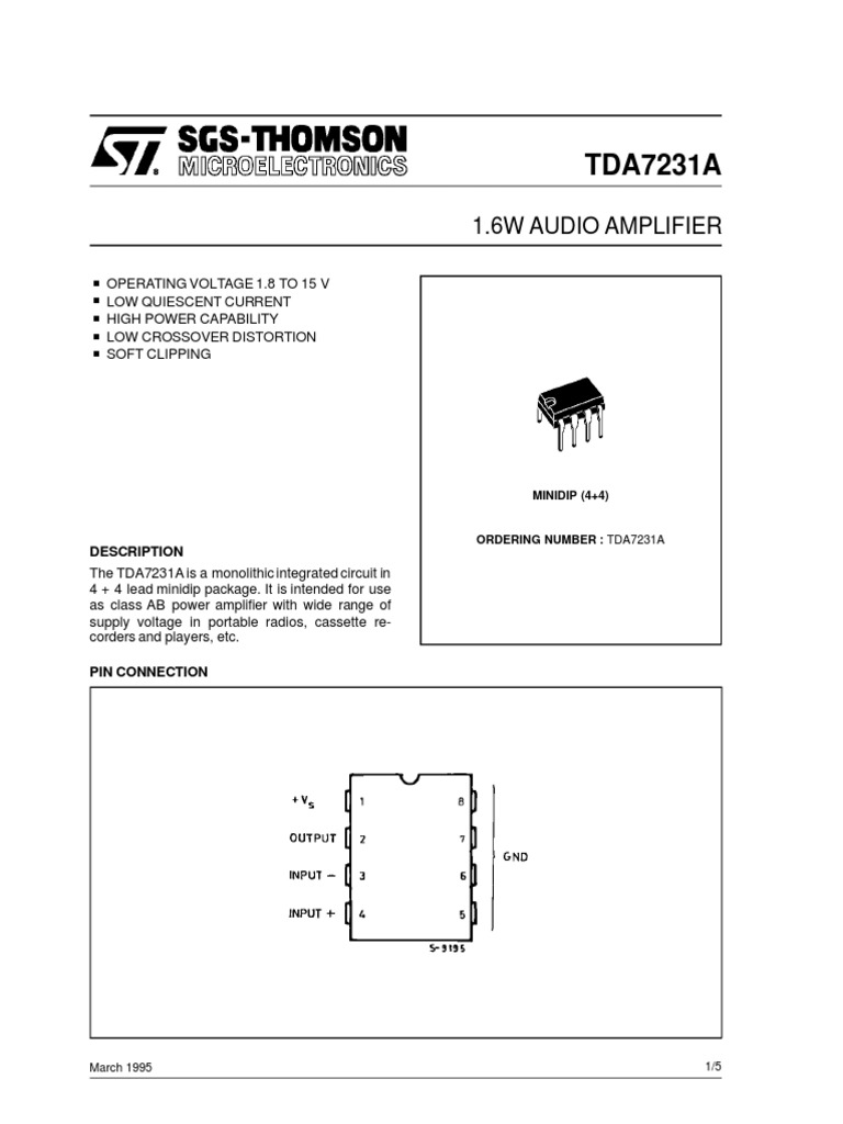 Amplificador Tda7231 | PDF | Amplifier | Electrical Engineering