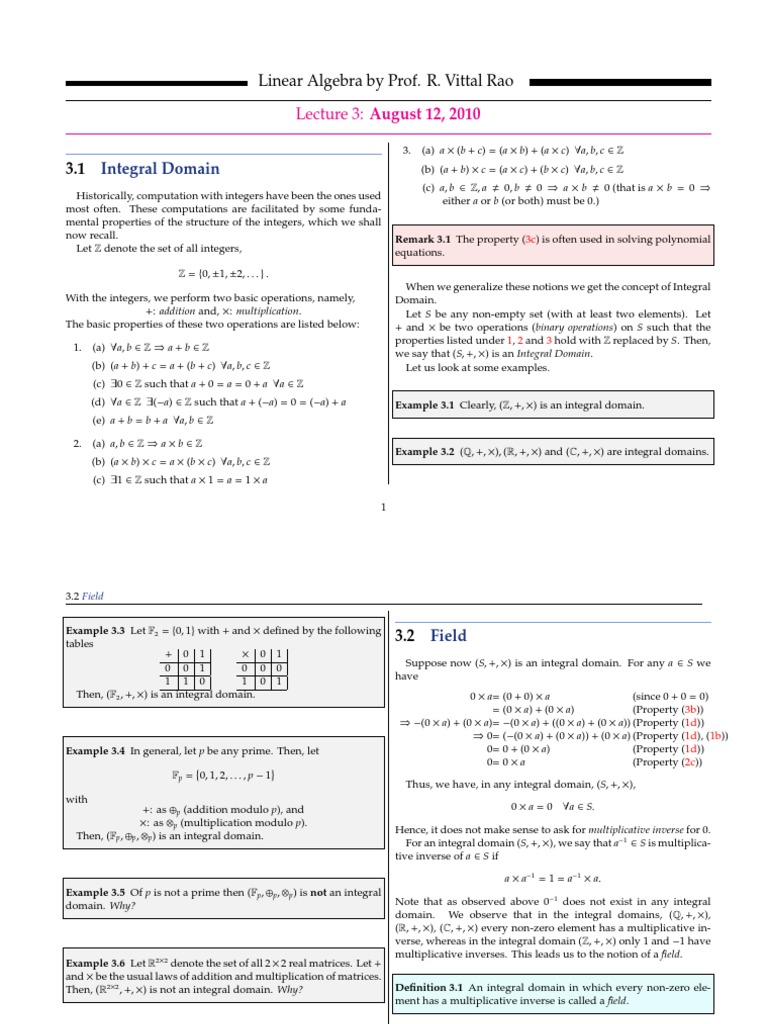 Lecture 03 | PDF | Matrix (Mathematics) | Algebra