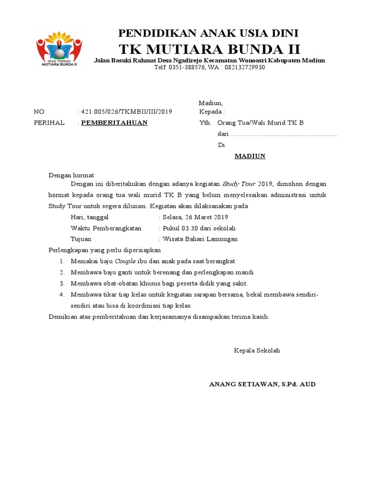 Surat Pemberitahuan Kegiatan Ramadhan | PDF