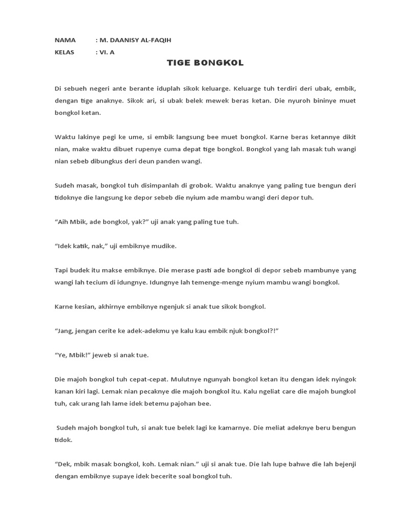 Cerita Tige Bongkol | PDF