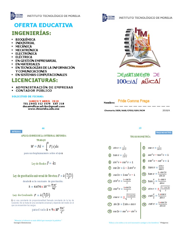 Chemario 2018 A | PDF | Integral | Álgebra