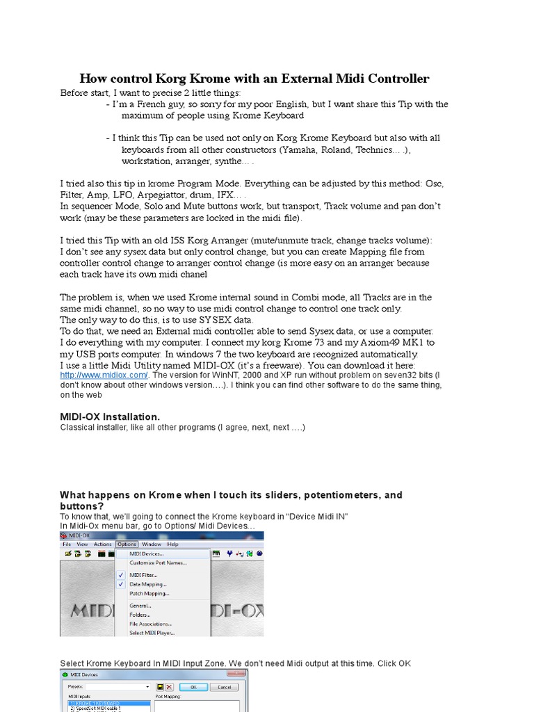 Korg Krome Midi Control | PDF | Synthesizer | Computing