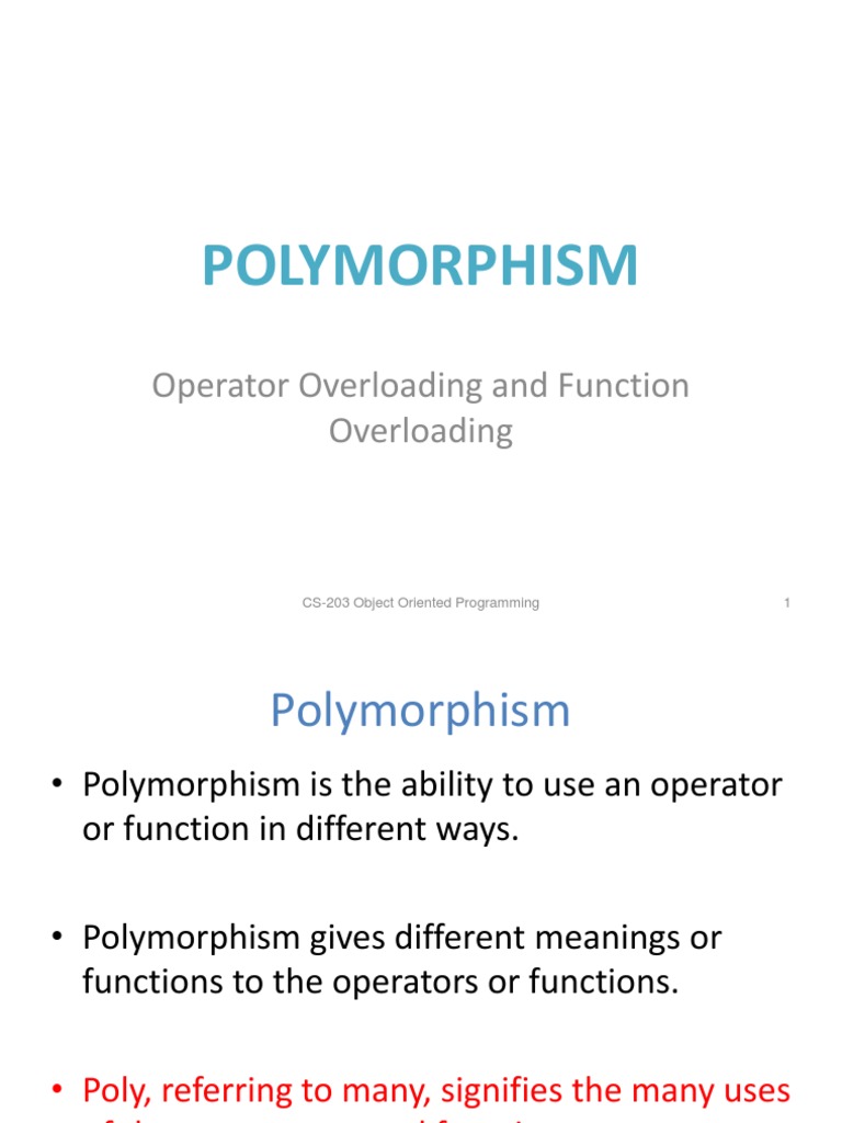 Polymorphism Operator Overloading And Function Overloading Pdf Areas Of Computer Science