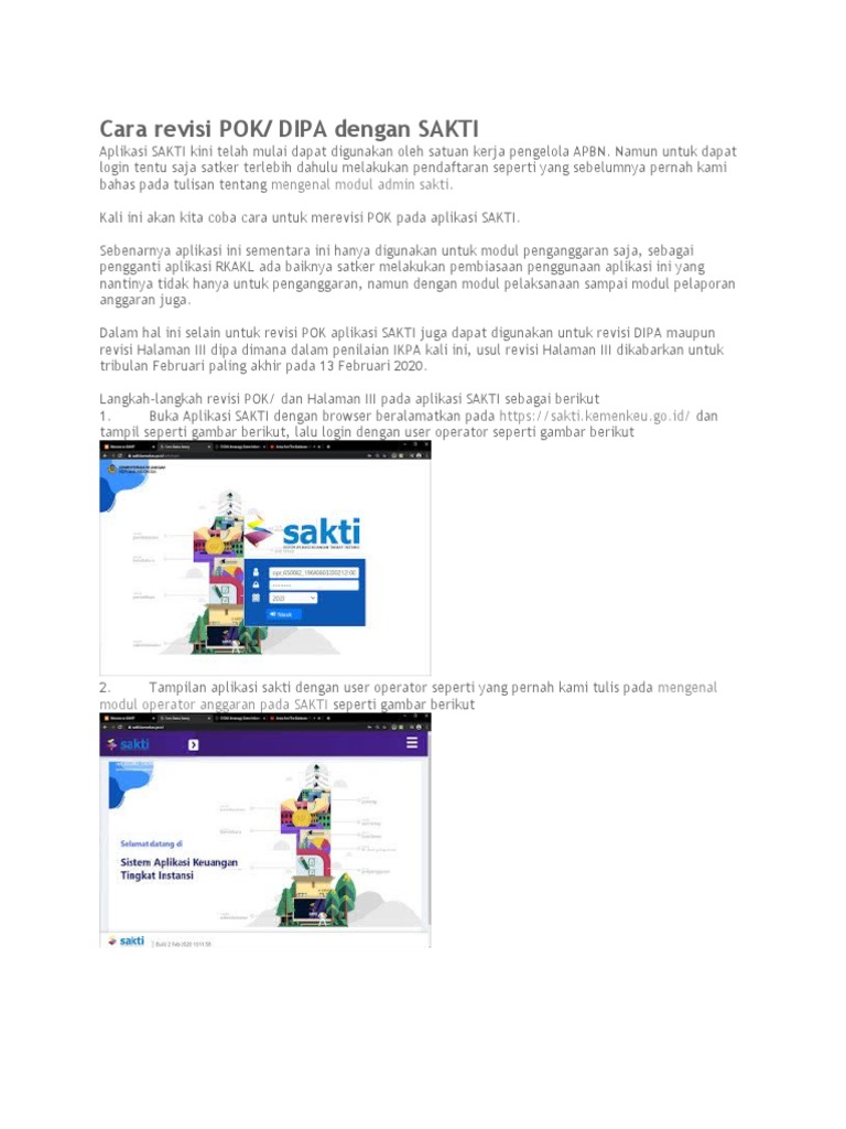 Mengatur Judul yang Tepat untuk Dokumen Tentang Cara Revisi POK/DIPA dengan Aplikasi SAKTI | PDF