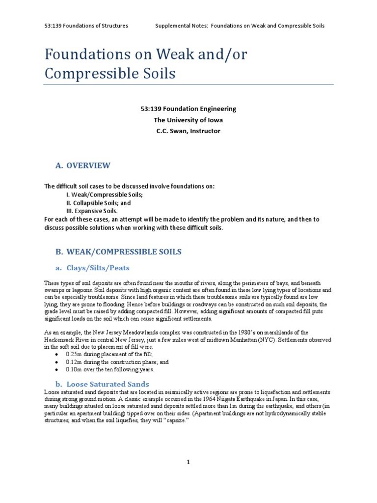 Weak and Compressible Soils | PDF | Deep Foundation | Soil