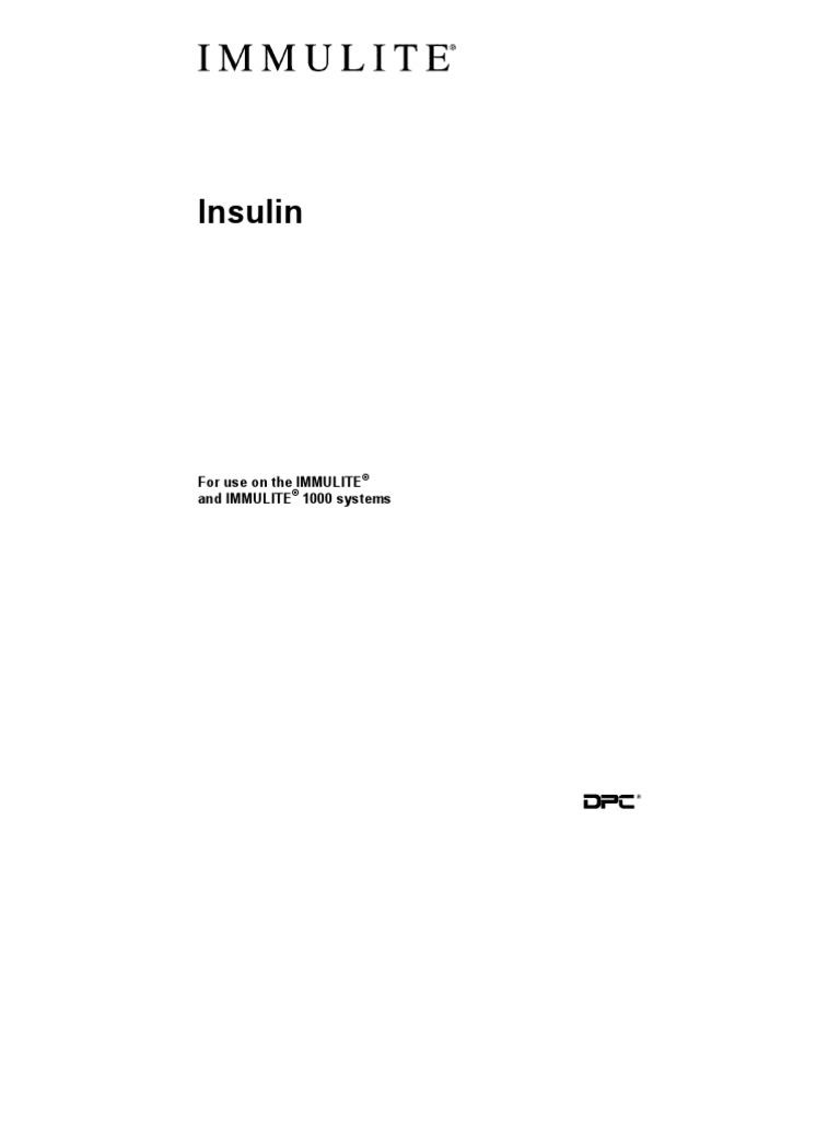 Insulin: For Use On The IMMULITE and Immulite 1000 Systems | PDF ...