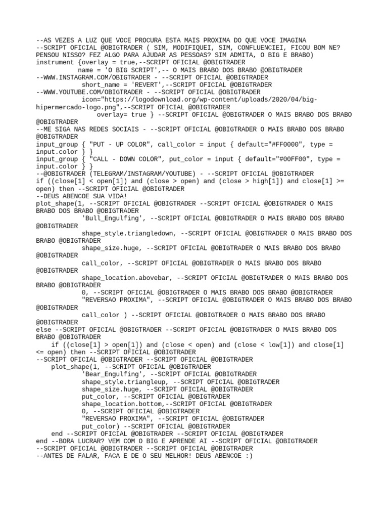 Script Oficial O Big Trader | PDF | Jogos e Atividades