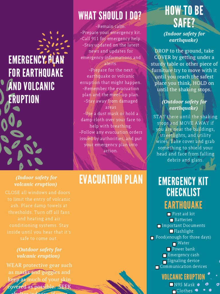 Colorful Brushstrokes Creative Trifold Brochure | PDF | Volcano | Safety