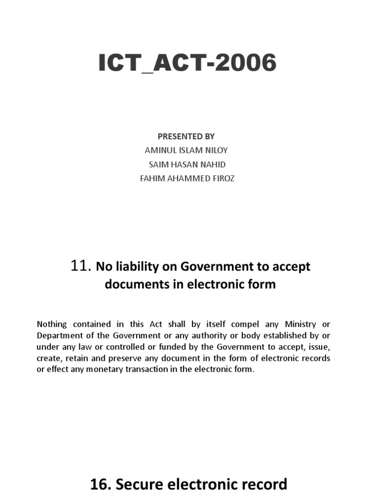 ICT - ACT-2006: Aminul Islam Niloy Saim Hasan Nahid Fahim Ahammed Firoz ...