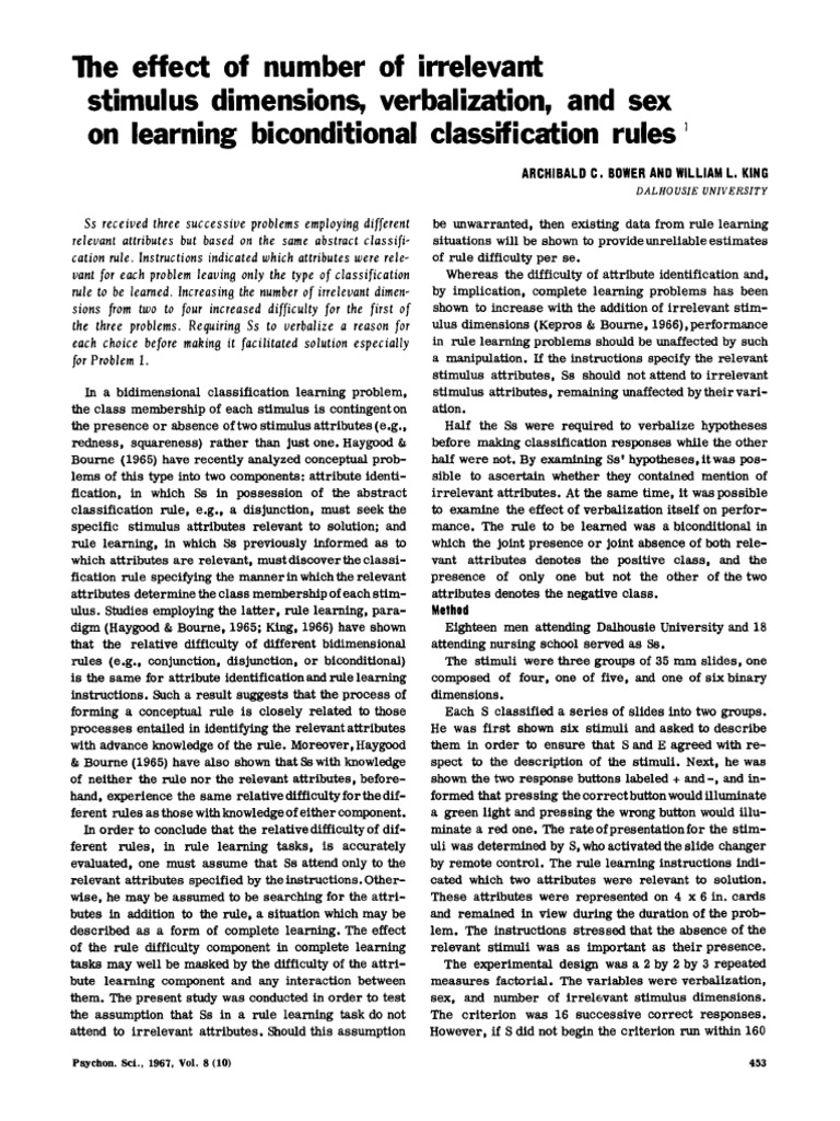 The Effect of Number of Irrelevant | PDF | Learning | Cognition