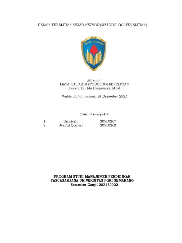 DESAIN PENELITIAN MIXED METHOD (METODOLOGI PENELITIAN) | PDF DESAIN PENELITIAN MIXED METHOD (METODOLOGI PENELITIAN) | PDF