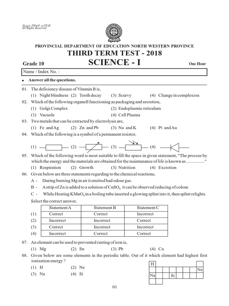 EM - Sci - G10 - T3 - I, II PP Ans - 2018 | PDF | Chemistry | Isotope