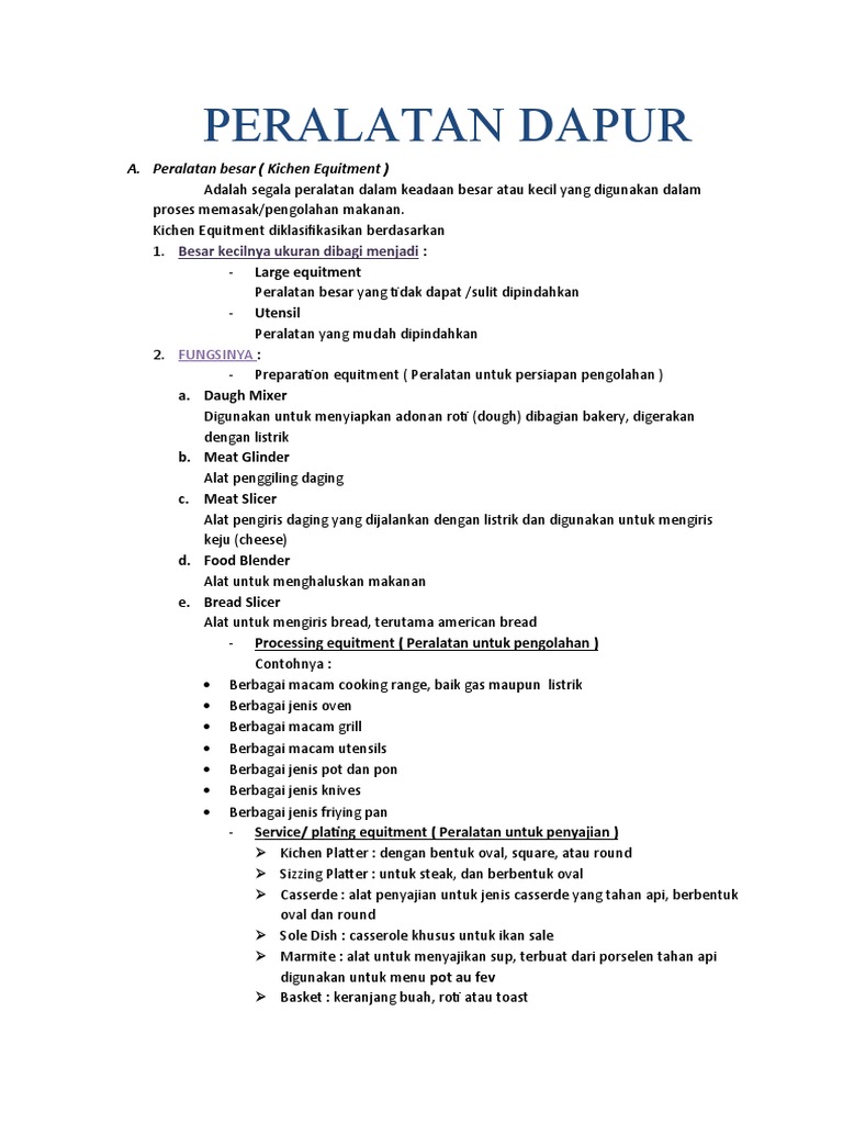 Peralatan Dapur Pdf