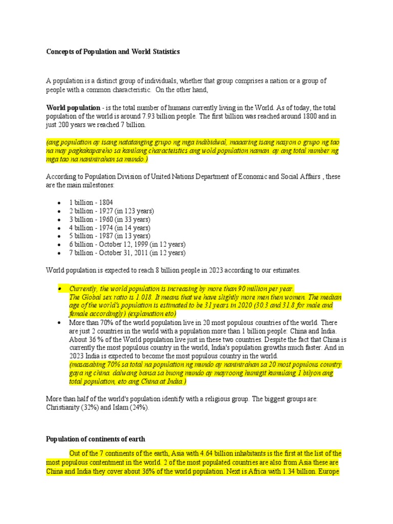 World Population | PDF | Population | World Population