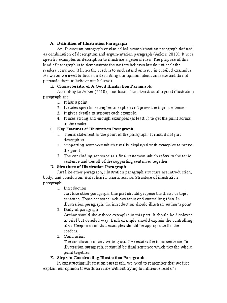 A. Definition of Illustration Paragraph | PDF | Paragraph | Thesis