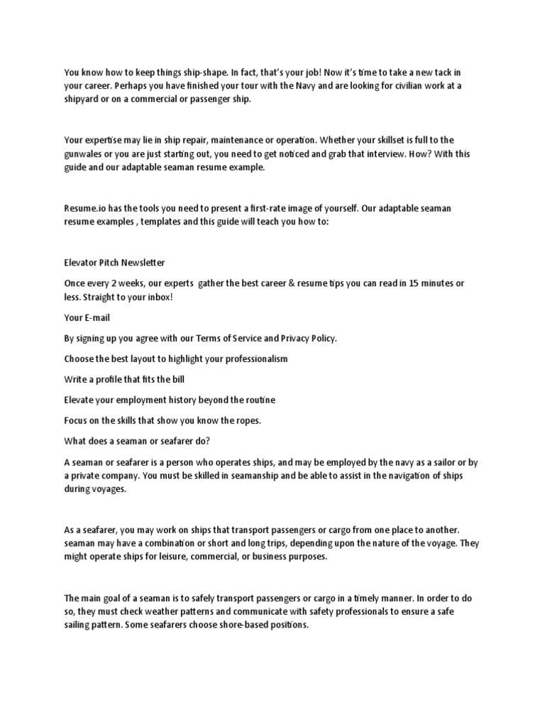 CV | PDF | Sailor | Résumé