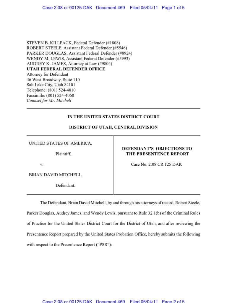 Mitchell Pre-Sentence Objection | PDF | United States Federal ...