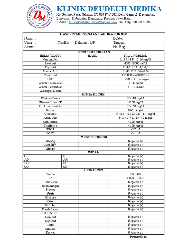 Hasil Pemeriksaan Laboratorium | PDF