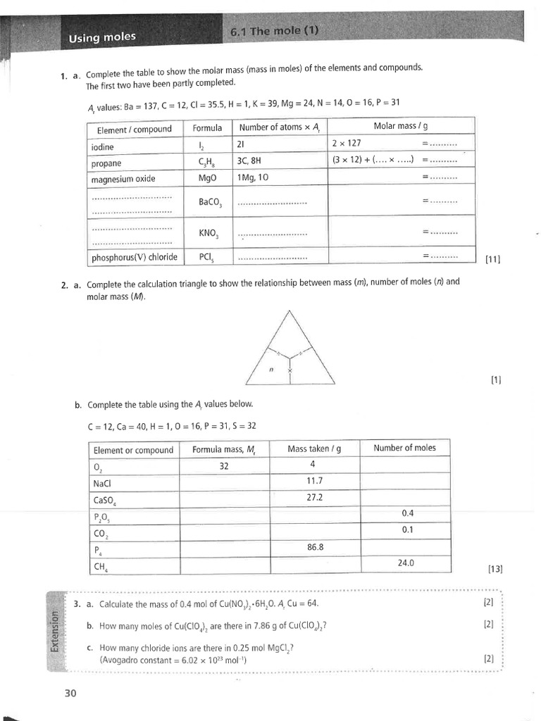 Chapter 6 Using Moles WS | PDF Chapter 6 Using Moles WS | PDF
