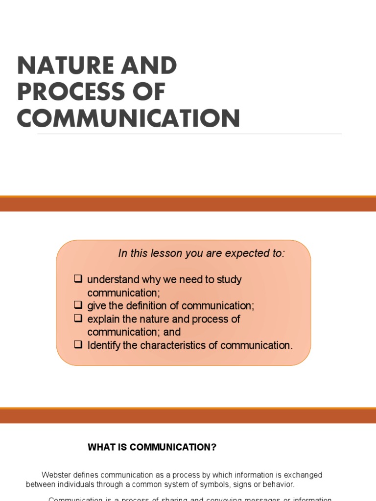 1.nature and Process of Communication | PDF | Communication | Nonverbal ...