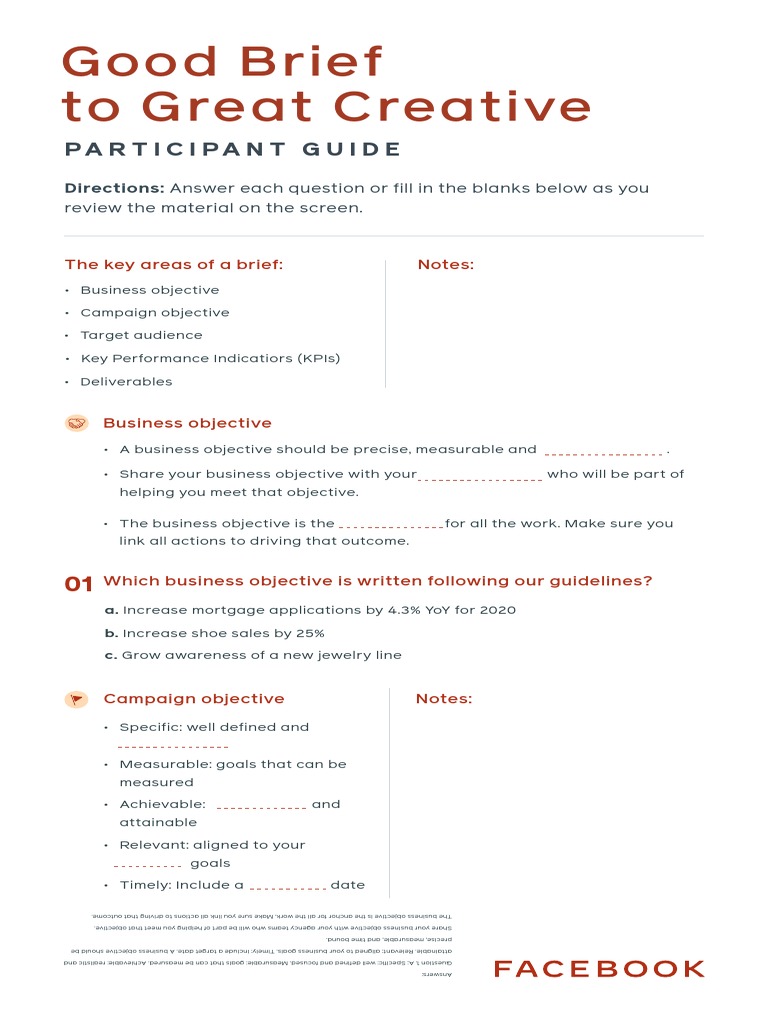 Good Brief To Great Creative: Participant Guide | PDF | Brand | Facebook