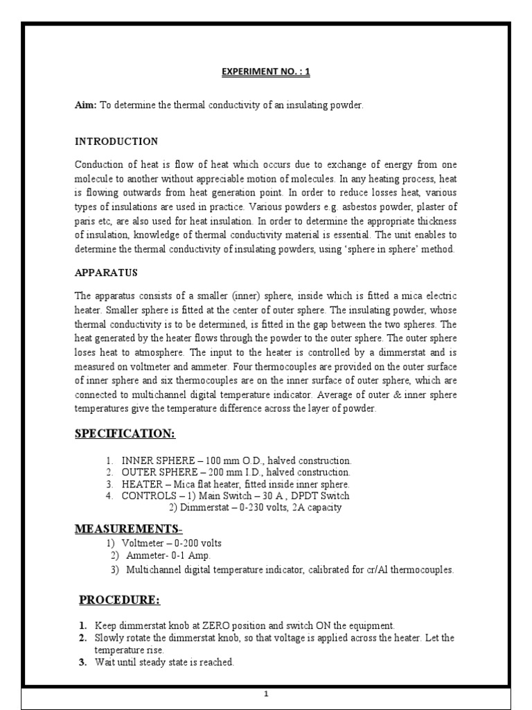 HMT Lab Manual | PDF | Electrical Resistivity And Conductivity | Solid