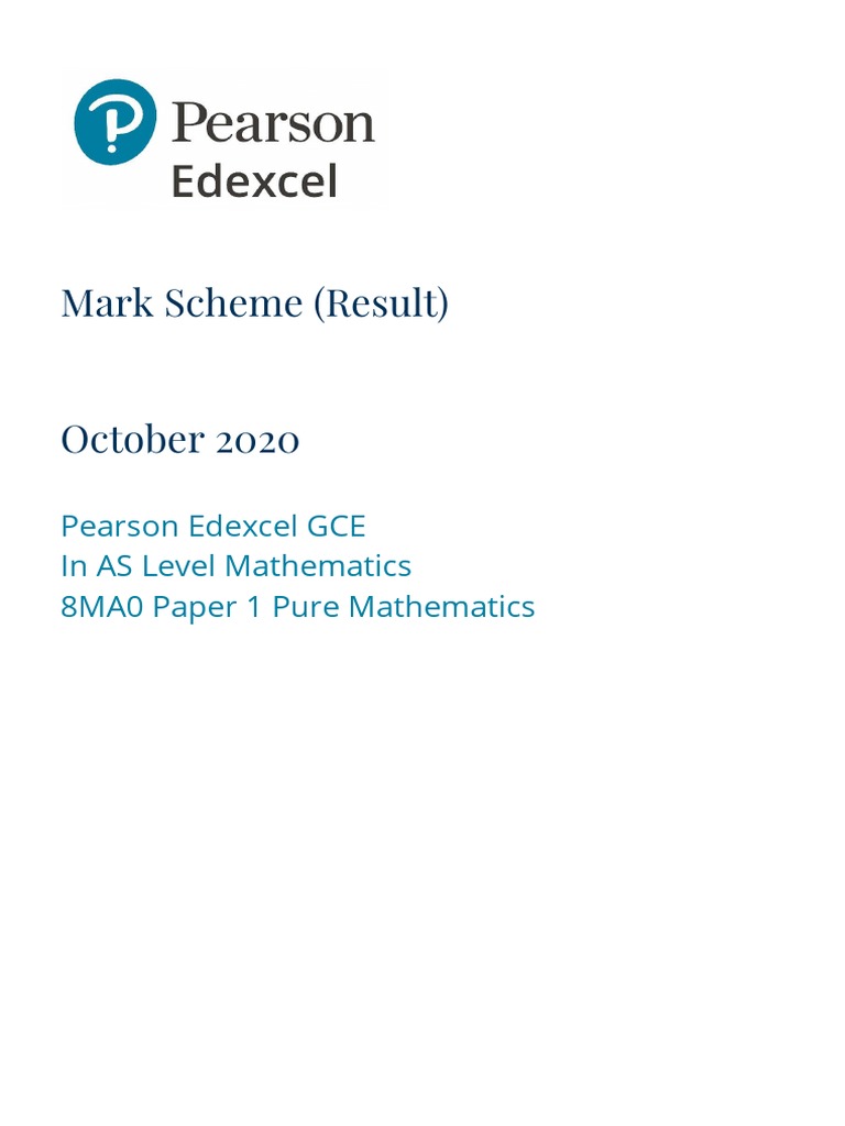 Mark Scheme (Result) October 2020: Pearson Edexcel GCE in AS Level ...