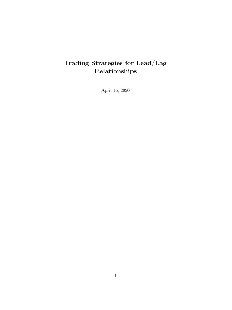 Lead Lag Relationship Strategies | PDF | Time Series | Momentum