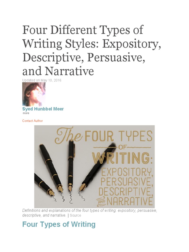 Four Main Types of Writing Styles | PDF | Language Arts & Discipline ...