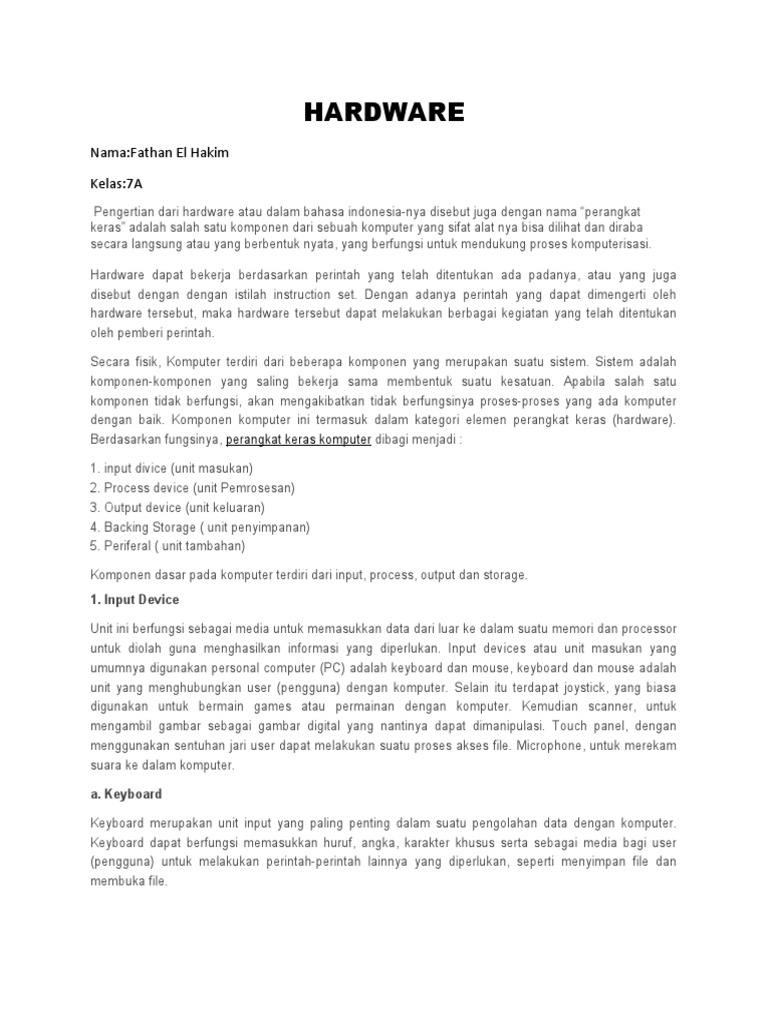 Komponen Utama Sistem Komputer | PDF