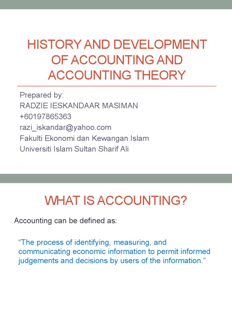 History and Development of Accounting and Accounting Theory | PDF ...
