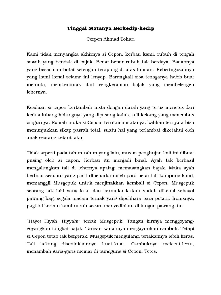 Ahmad Tohari-Tinggal Matanya Berkedip | PDF
