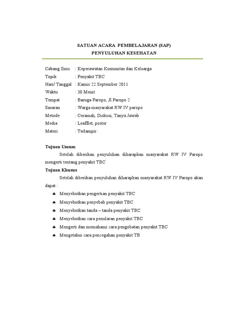 Dokumen - Tips Sap TB Penyuluhan | PDF
