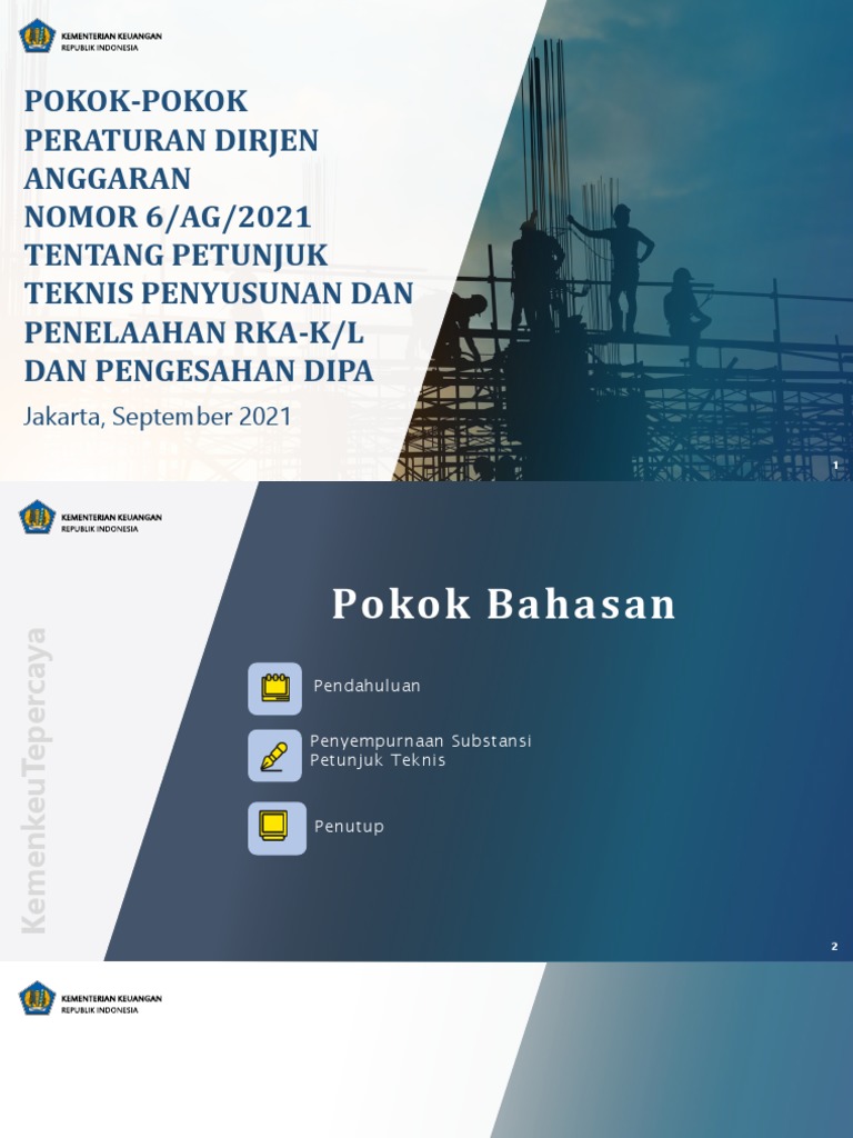 Sosialisasi Perdirjen 6-AG-2021 Tentang Petunjuk Teknis Penyusunan Dan Penelahaan RKAKL | PDF