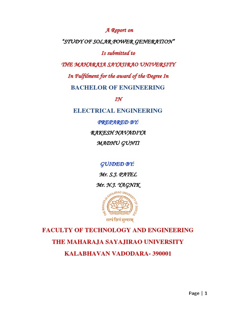 Study of Solar Power Generation Report | PDF | Photovoltaics | Thin ...